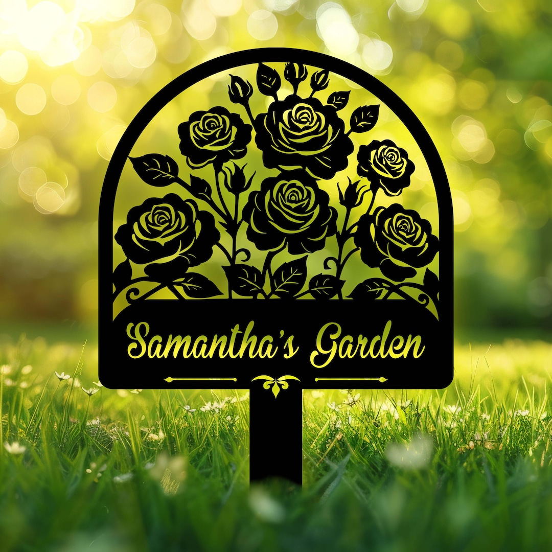 Custom Rose Garden Sign, Flower Garden Sign, Outdoor Floral Yard Decor ...