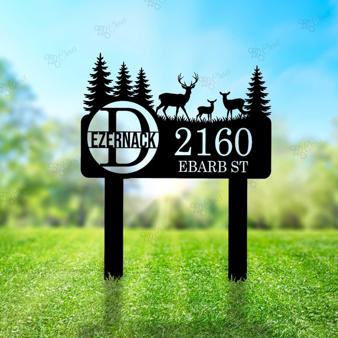 Custom Deer Address Sign,personalized Cabin Address Sign,house Number ...