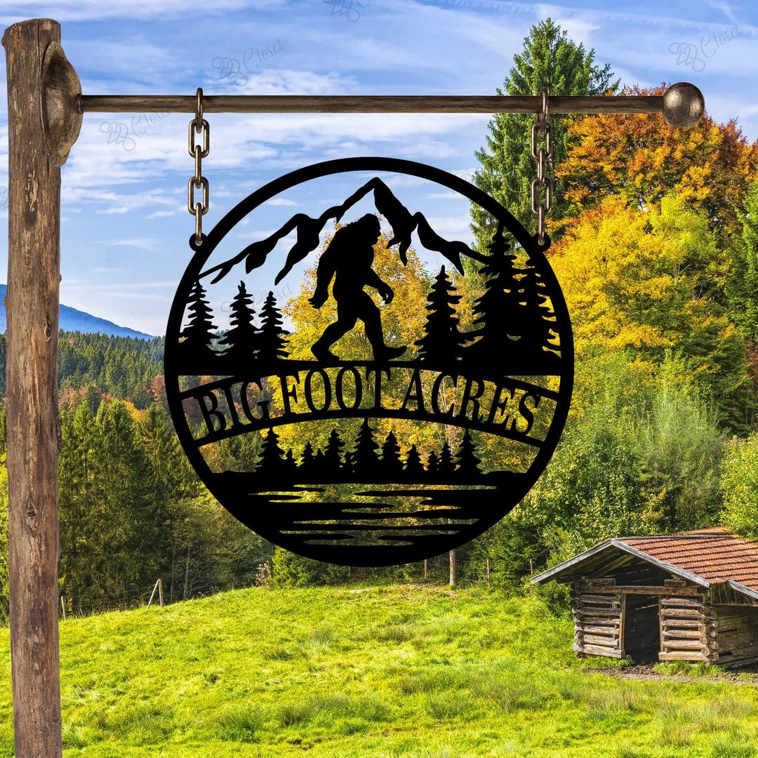 Custom Bigfoot Metal Sign, Bigfoot Acres Metal Sign,outdoor Cabin Decor ...