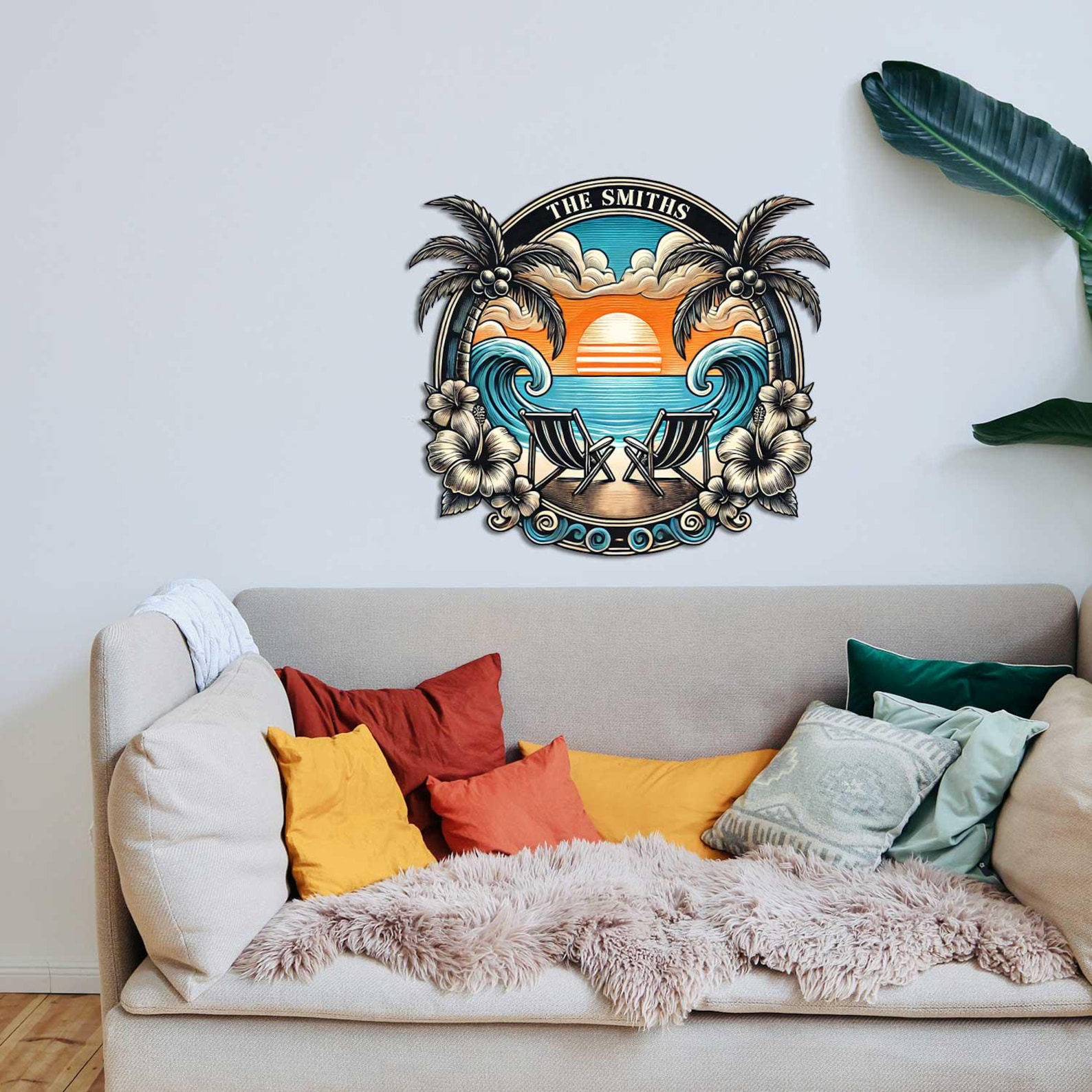Custom Beach House Metal Sign, Tropical Colorful Wall Art, Coastal ...