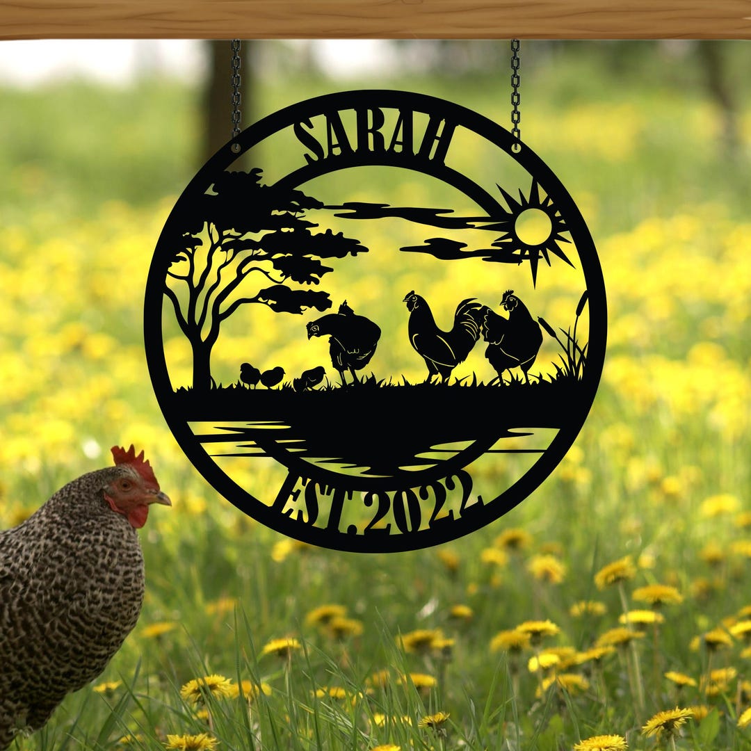 Farmhouse Chicken Sign Custom, Metal Chicken Coop Sign, Chicken Metal ...
