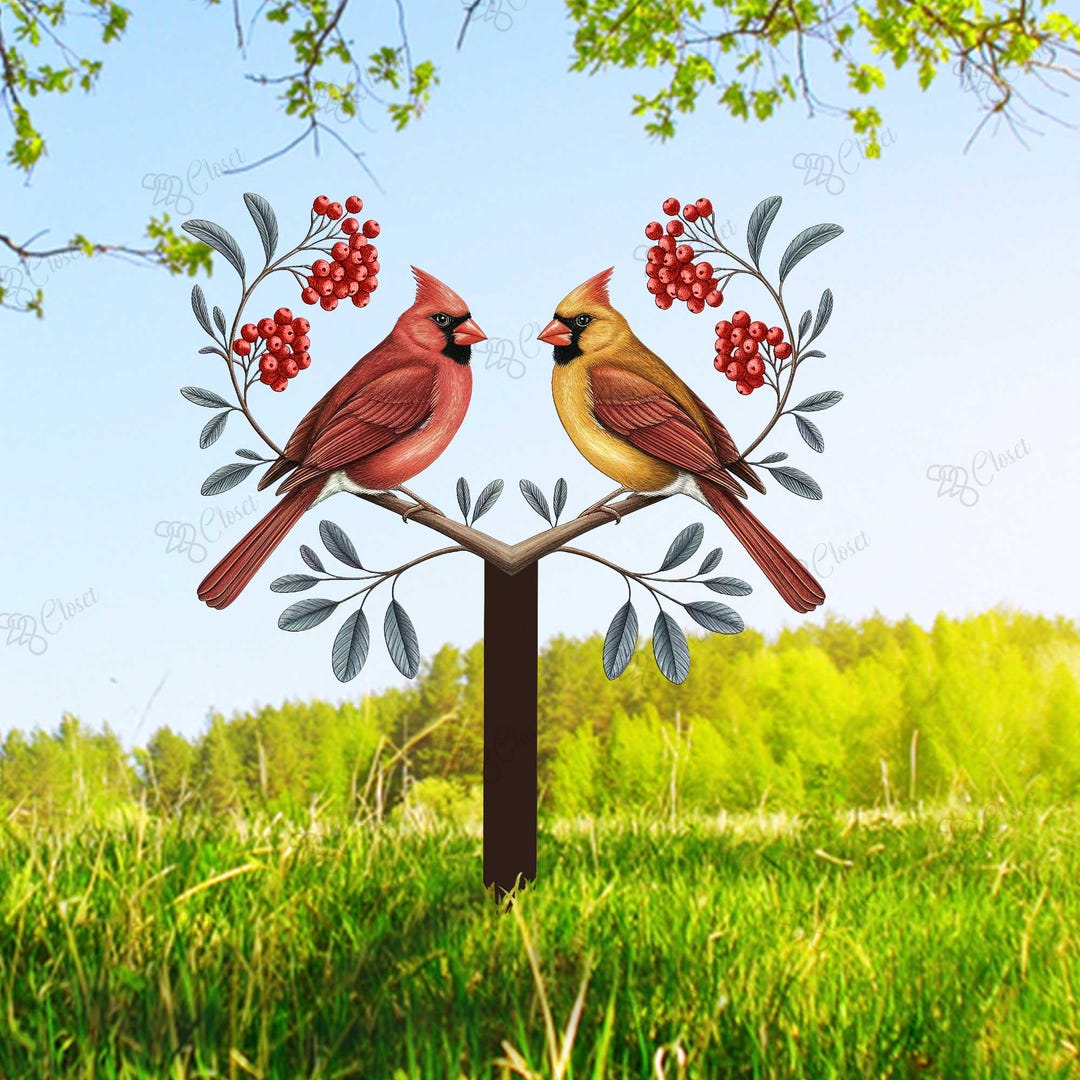Custom Cardinals Metal Sign, Bird Lovers Gift, Cardinal Wall Decor ...