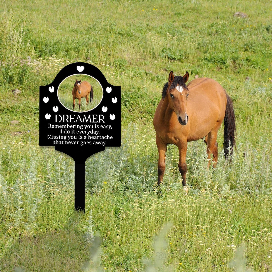 Custom Horse Photo Memorial Stake, Horse Portrait Sign, Horse Photo ...