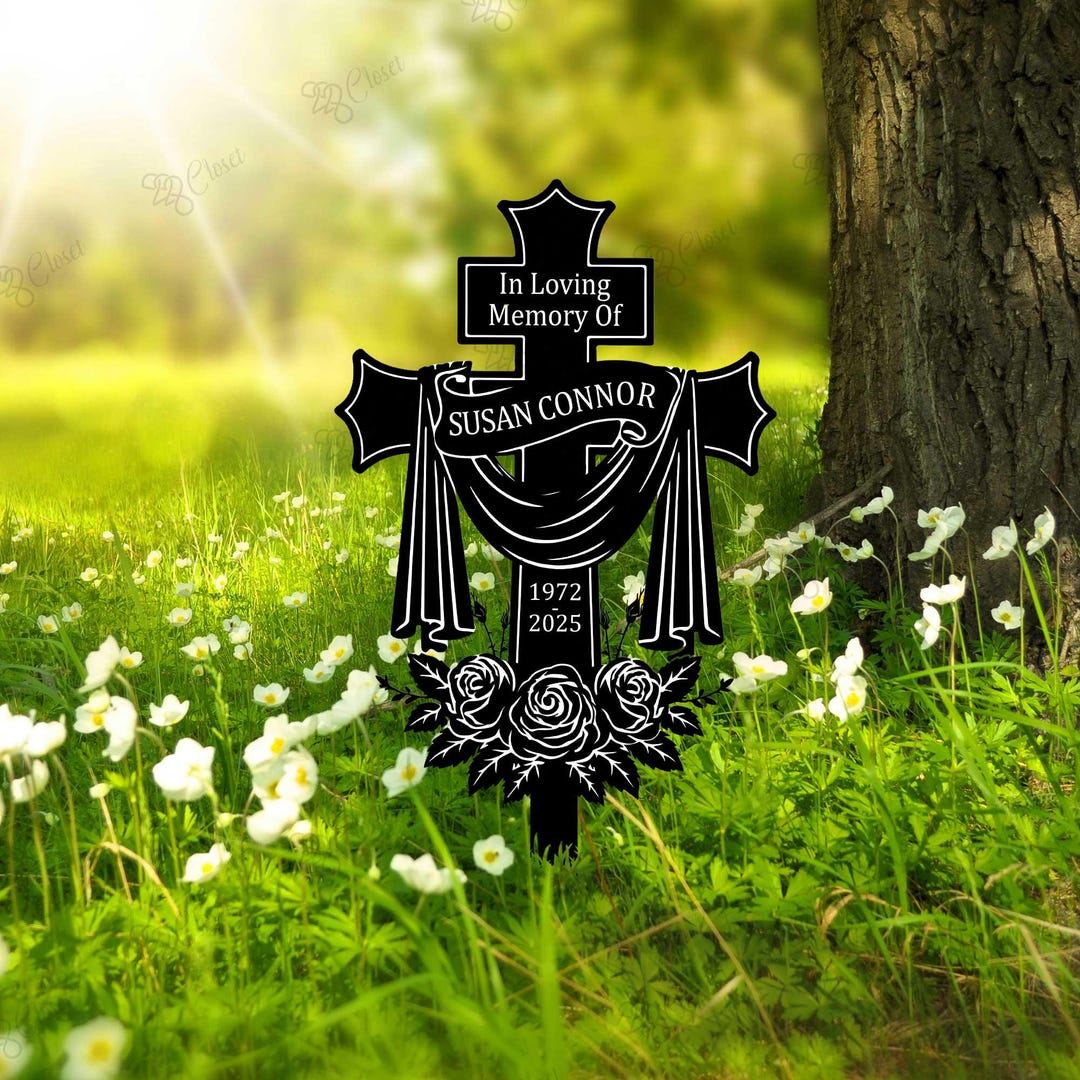 Personalized Memorial Cross Sign,memorial Garden Cross,memorial Garden ...