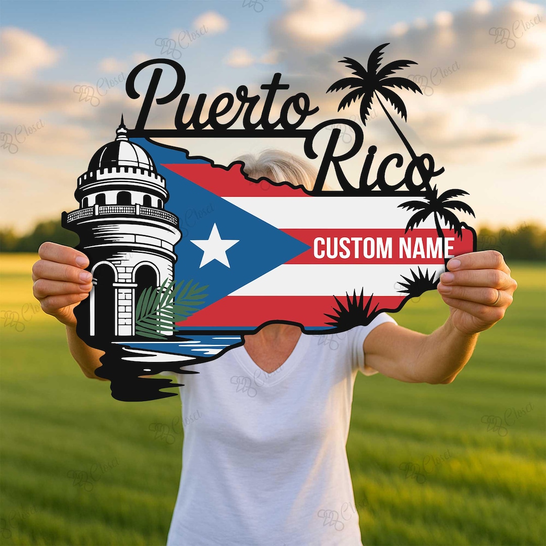 Custom Puerto Rico Map Sign,puerto Rico Flag Wall Art,puerto Rico Metal ...