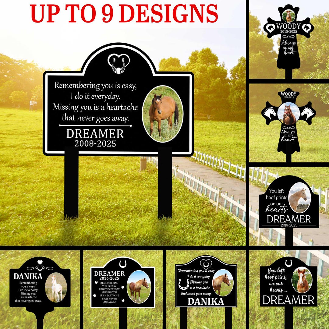 Personalized Horse Photo Grave Maker, Horse Memorial Gift, Horse Photo ...