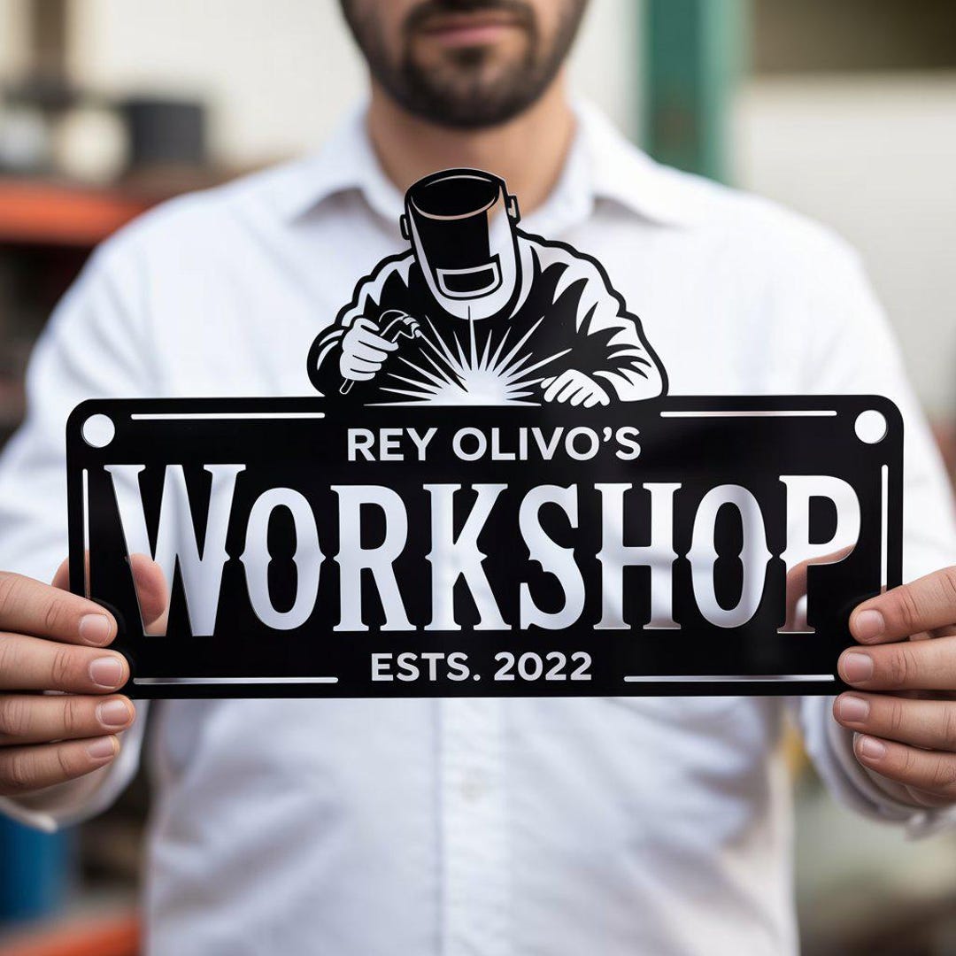 Custom Welder Metal Wall Art, Welding Workshop Sign, Dad Workshop Sign ...