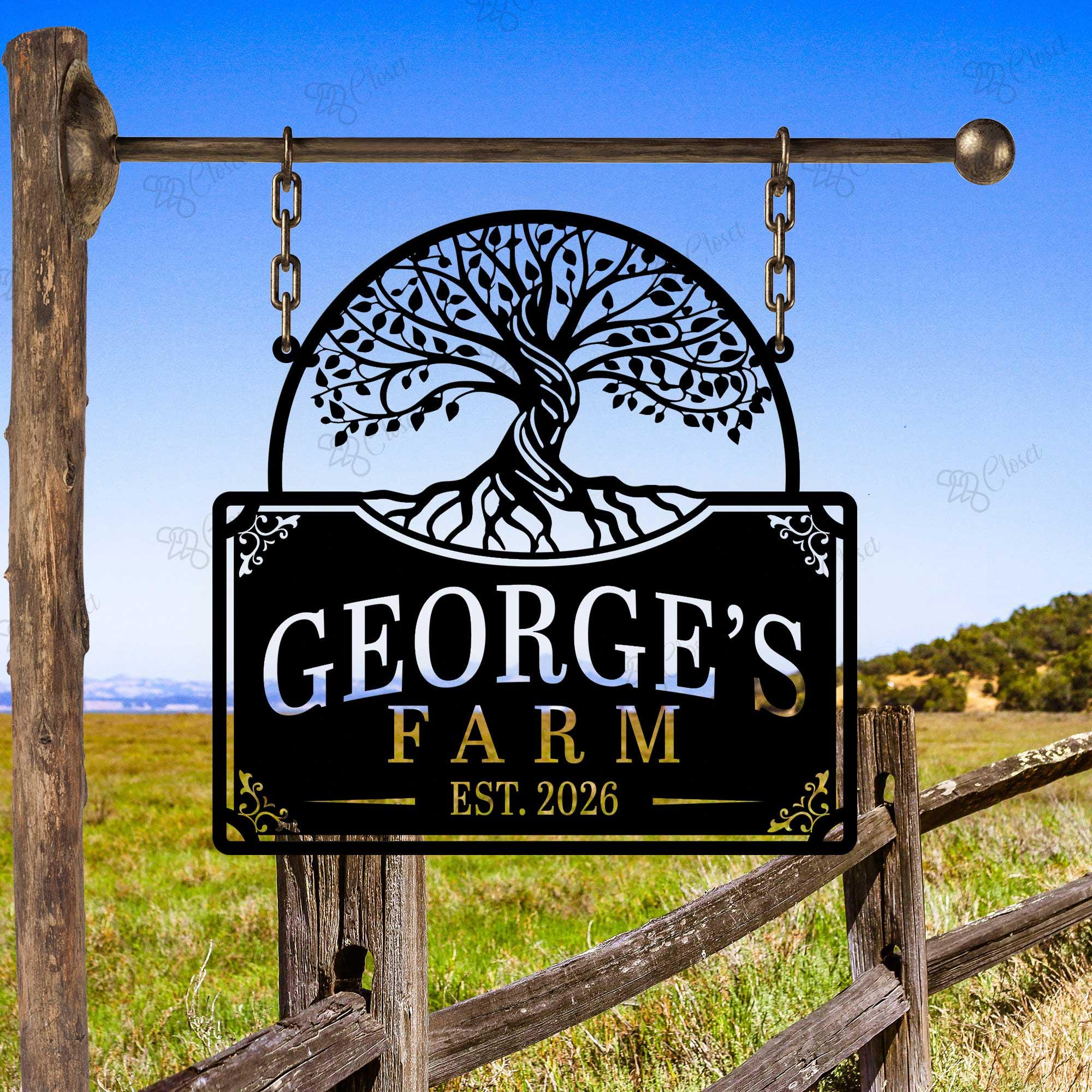 Custom Farm Sign With Tree of Life,tree of Life Farm Sign,tree of Life ...