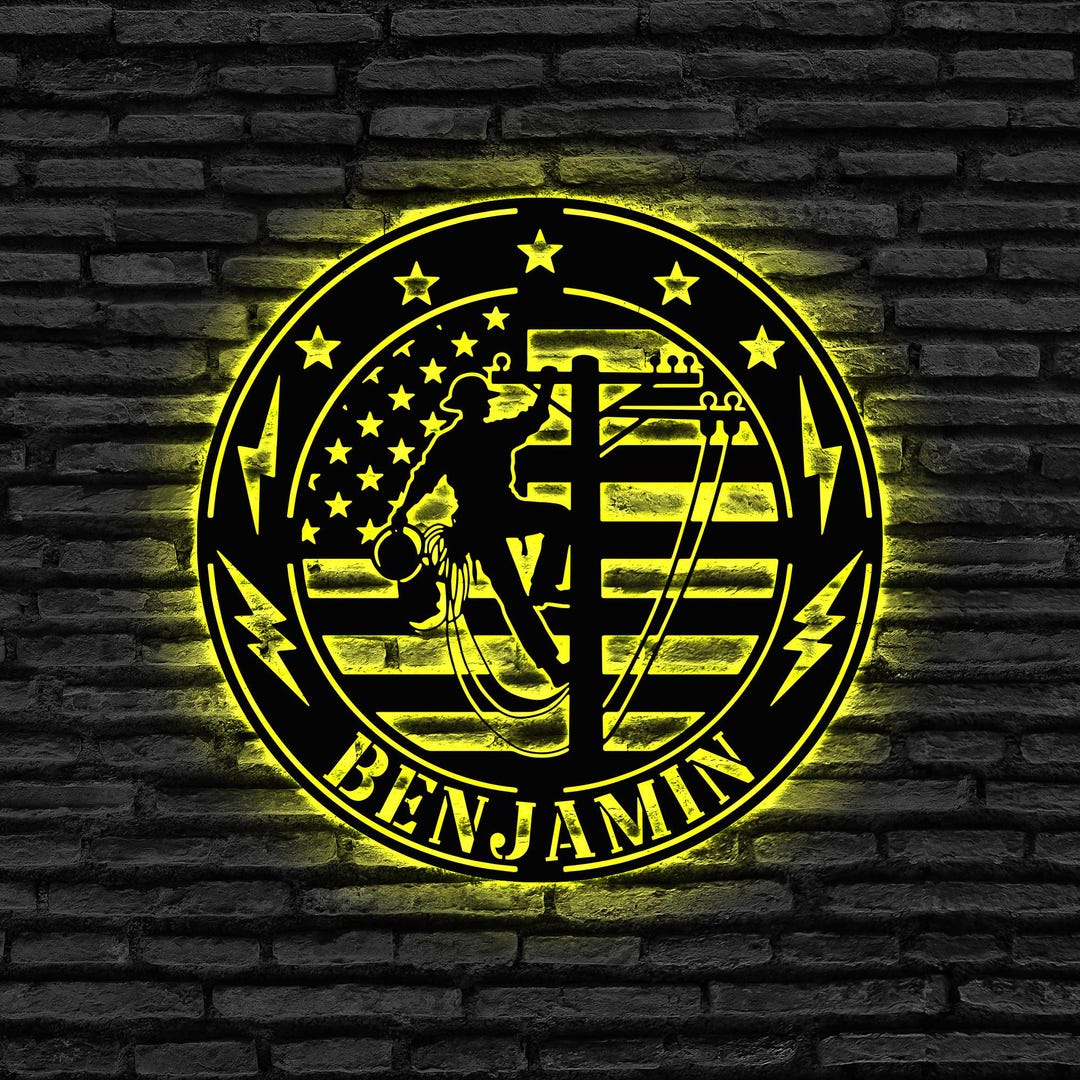 Custom Lineman Metal Sign With LED Lights, Lineman Gift, Personalized ...