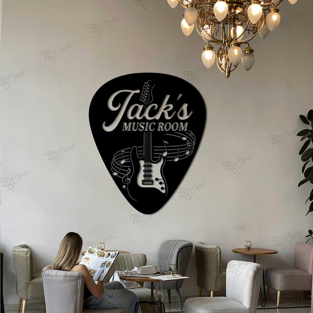 Custom Guitarist Name Sign With Led Lights, Guitar Metal Wall Art ...