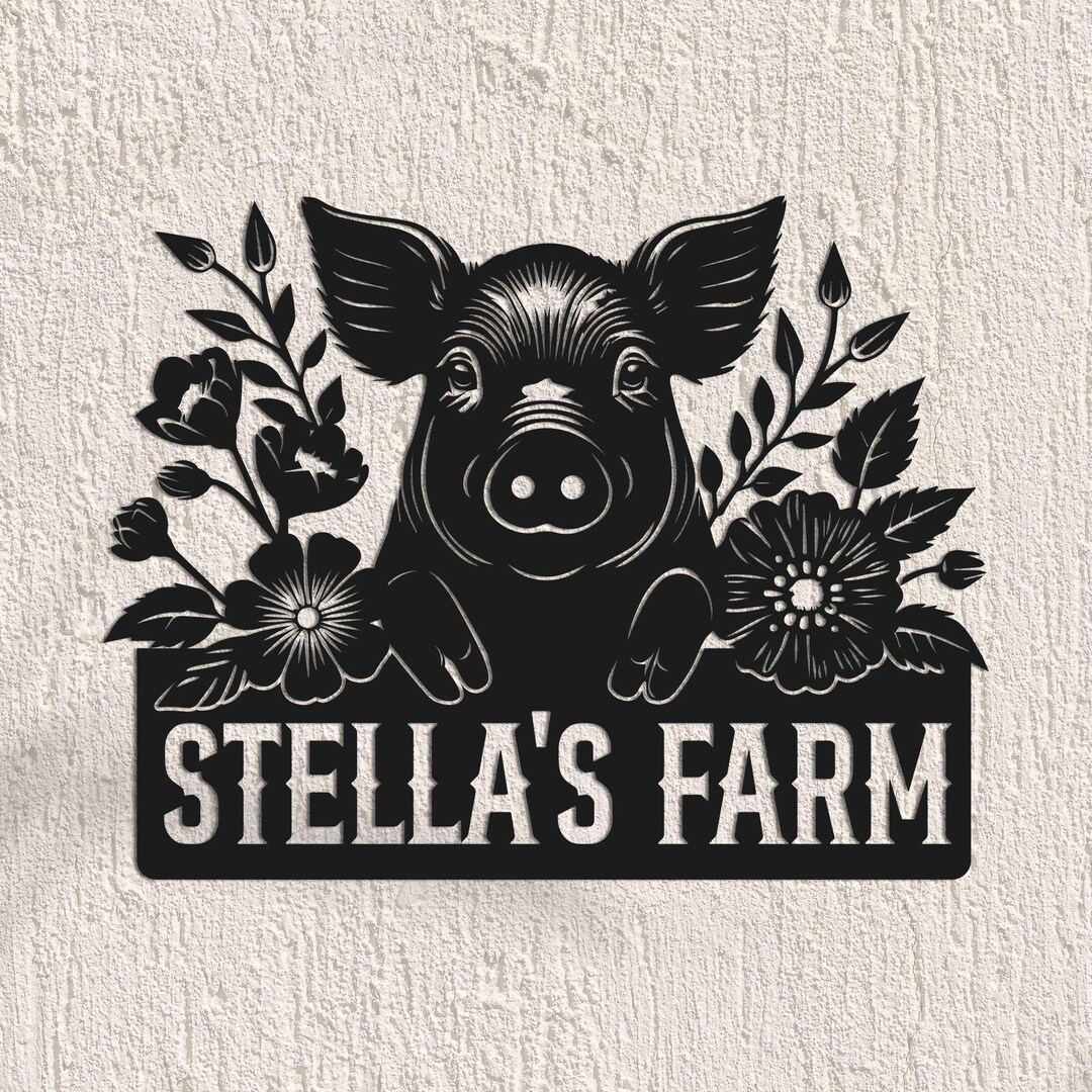 Custom Pig Metal Sign, Pig Farm Sign, Farmhouse Decor, Farmer Gift ...