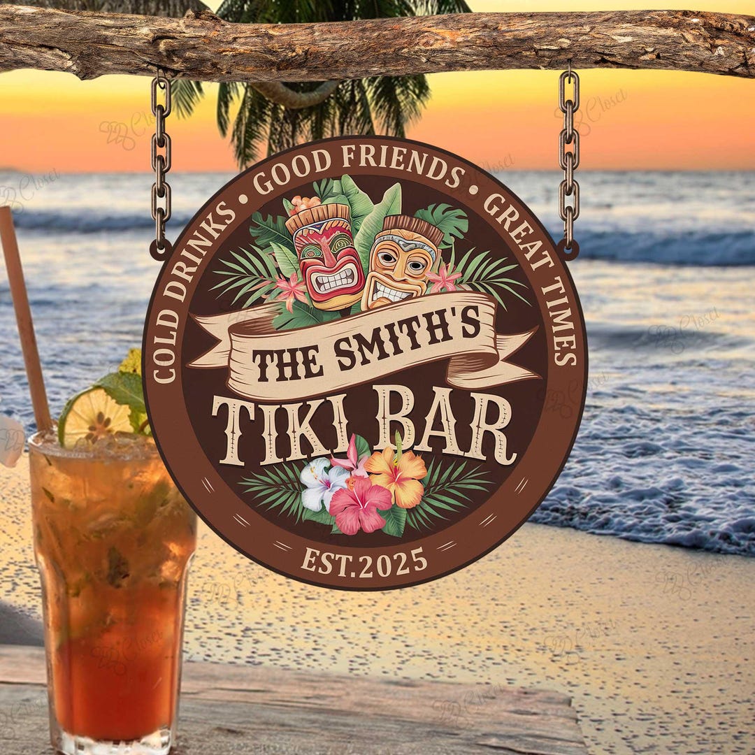 Custom Tiki Bar Sign,tiki Bar Sign,tiki Bar Wall Art,tiki Bar Custom ...