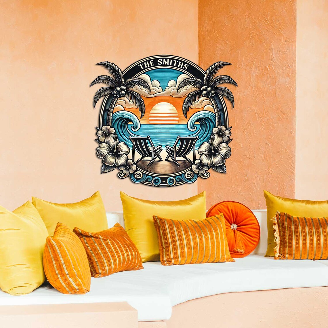 Custom Beach House Metal Sign, Tropical Colorful Wall Art, Coastal ...