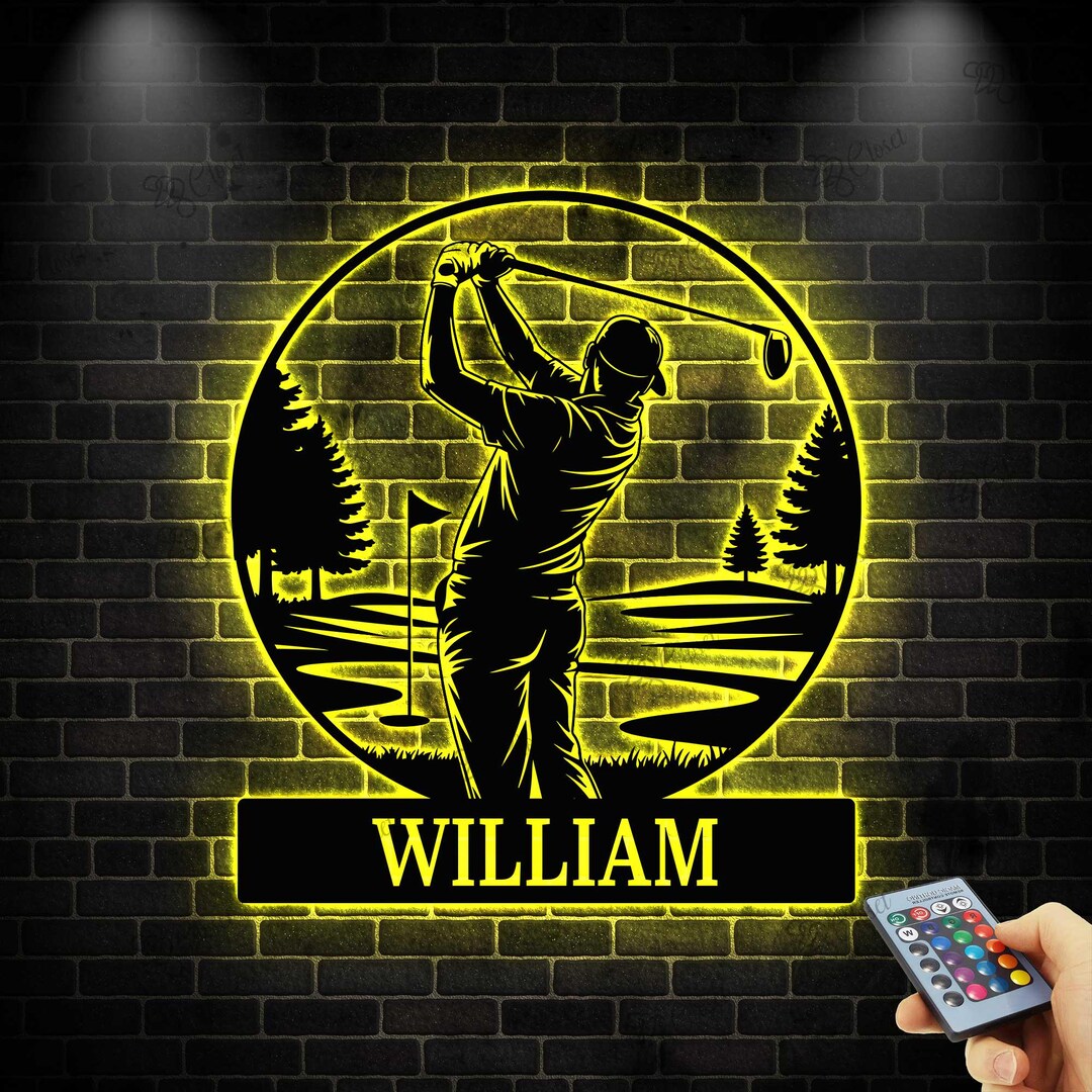 Custom Golf Player Name Sign With Led Light,golf Player Gift,man Cave ...