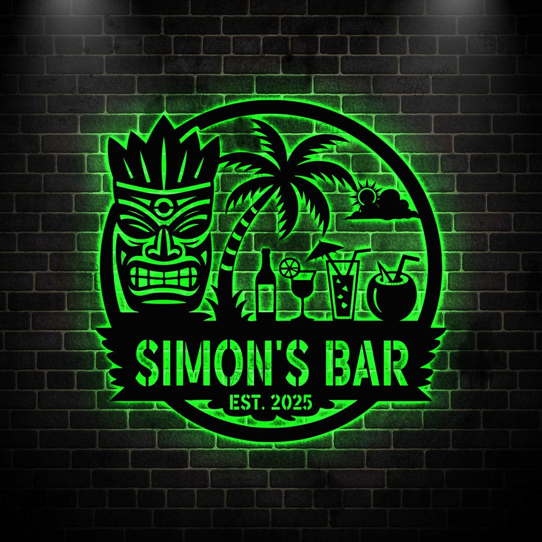 Personalized Tiki Bar Sign, Carved Wood Tiki Lounge Decor, Backyard ...