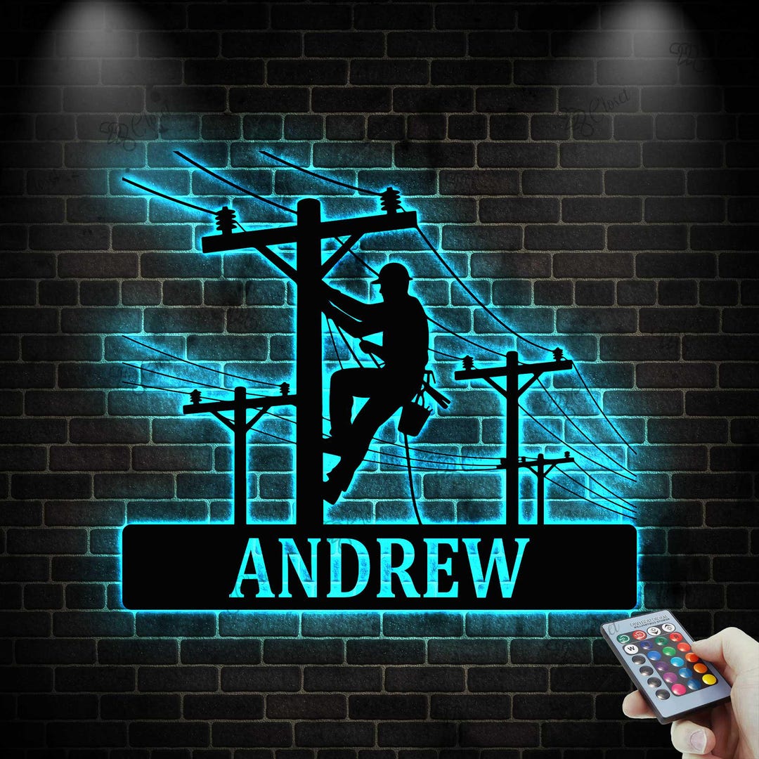 Personalized Lineman Wall Art, Personalized Lineman Sign, Custom Metal ...