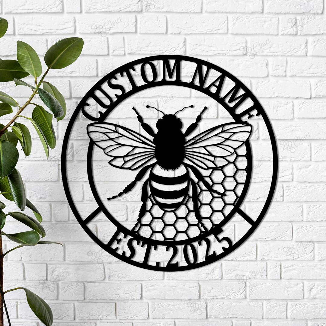 Personalized Honey Bee Sign, Metal Bee Decor, Personalized Bee Hive ...