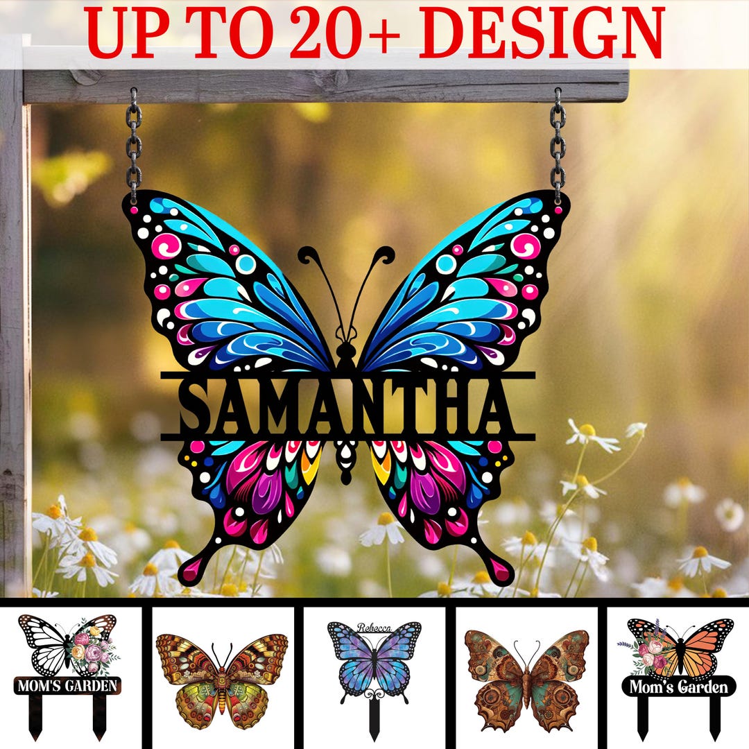 Personalized Butterfly Name Sign, Metal Butterfly Styles Sign,butterfly ...