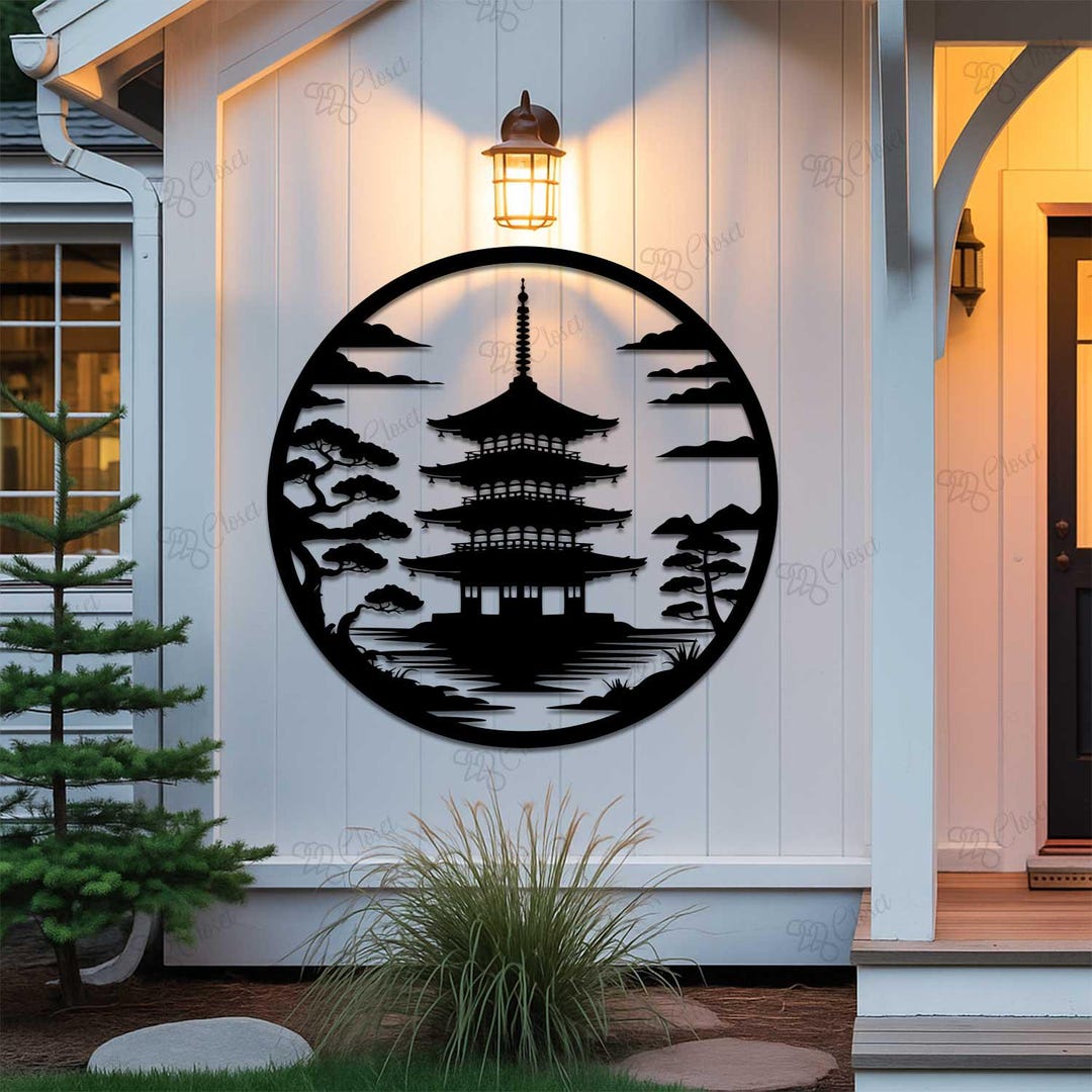 Japanese Temple Metal Wall Art, Japanese Pagoda Sign, Japanese Home ...