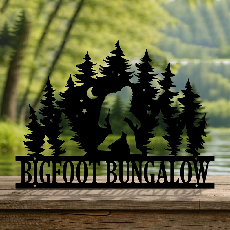 Custom Bigfoot Cabin Metal Sign,bigfoot Name Sign,sasquatch Trail ...