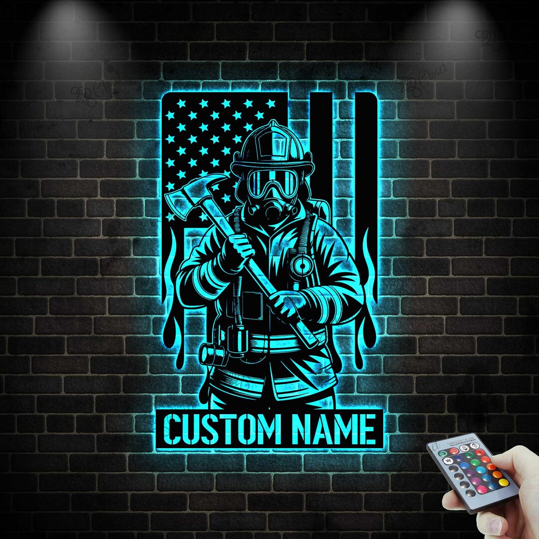 Custom Firefighter LED Light Sign,fireman Wall Sign,firefighter Neon ...