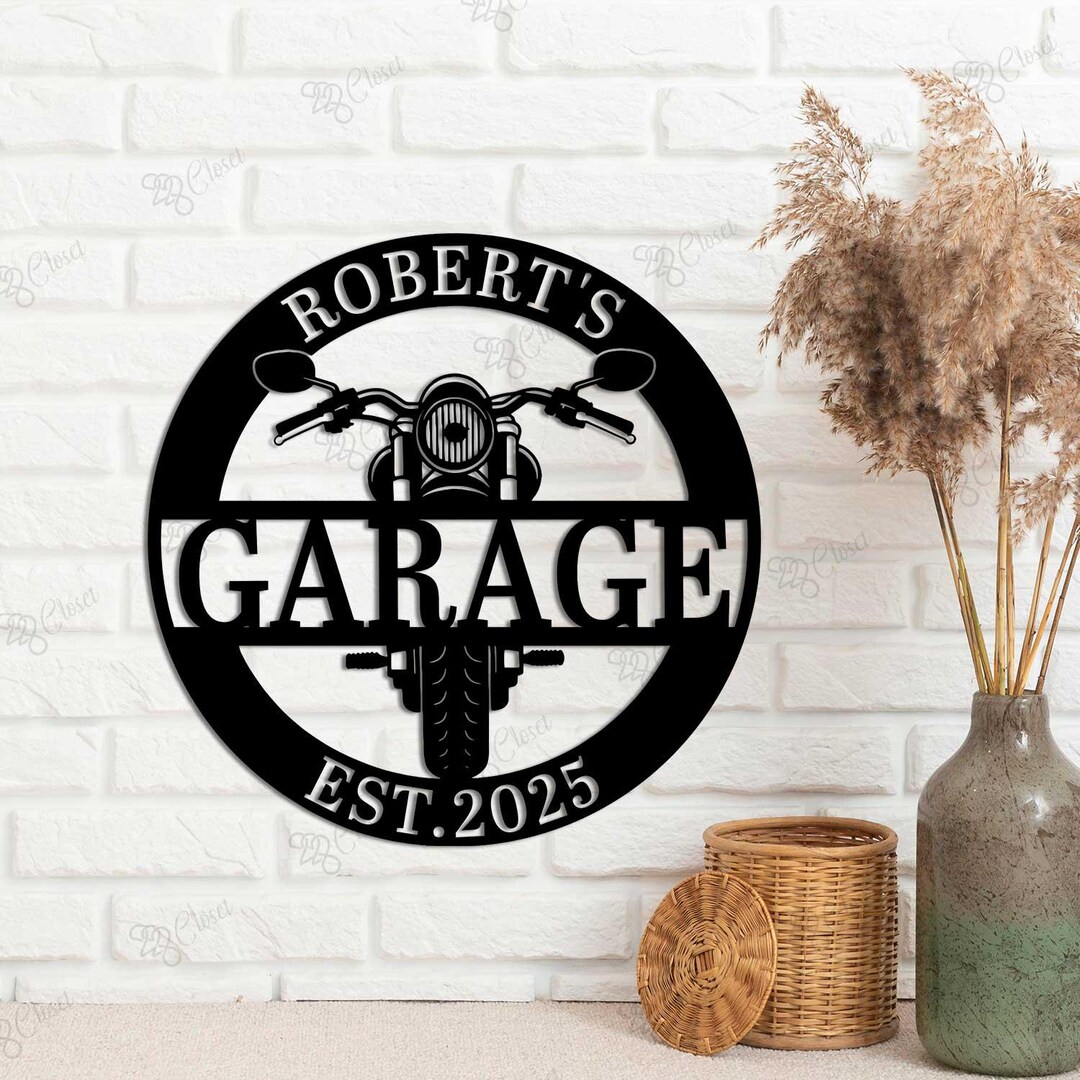 Custom Motorcycle Garage Sign,biker Garage Wall Art,motorcycle Garage ...
