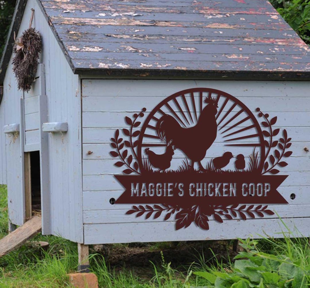 Customized Chicken Coop Monogram Metal Name Sign, Personalized Hens ...