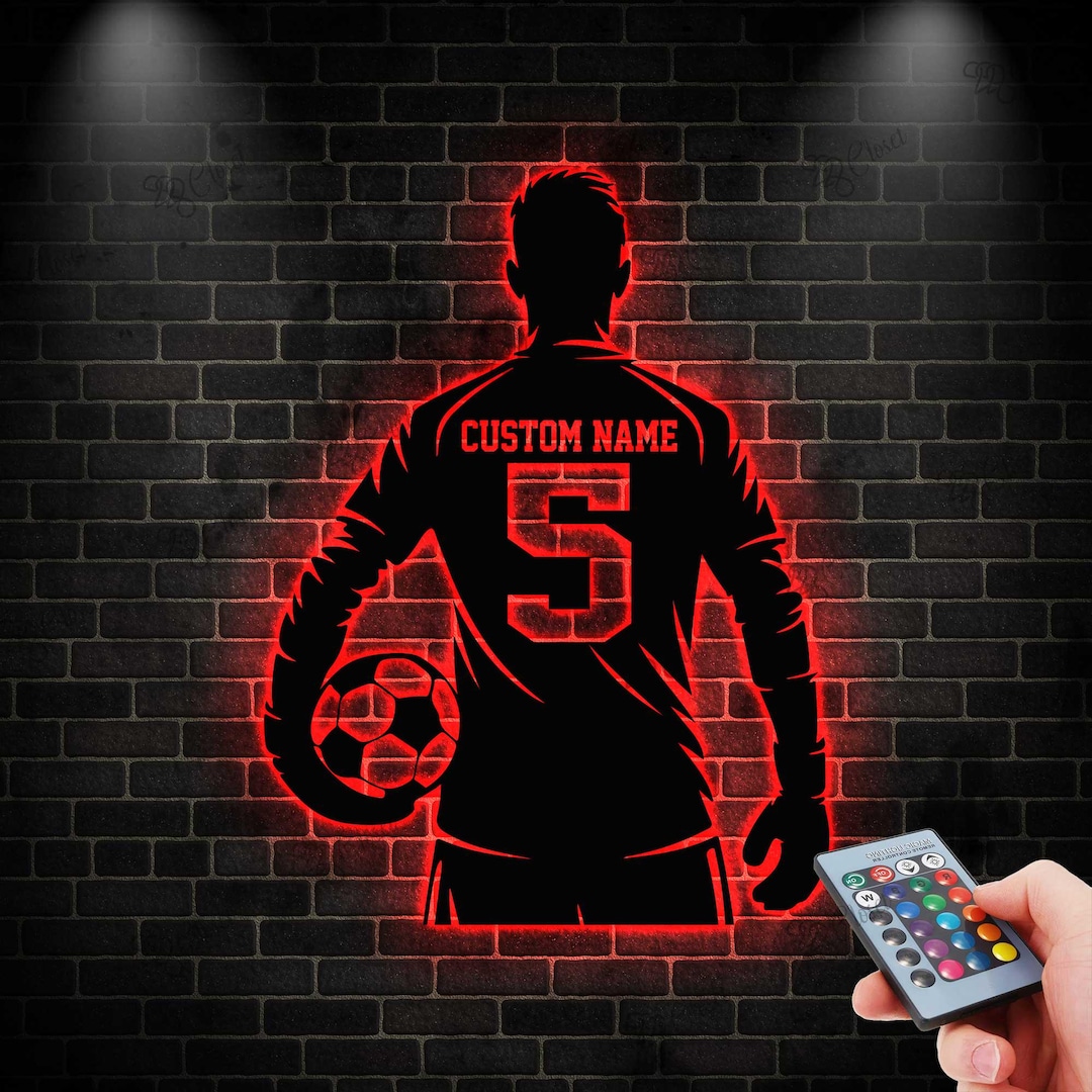 Custom Soccer LED Wall Sign,soccer Player Wall Light,football Player ...