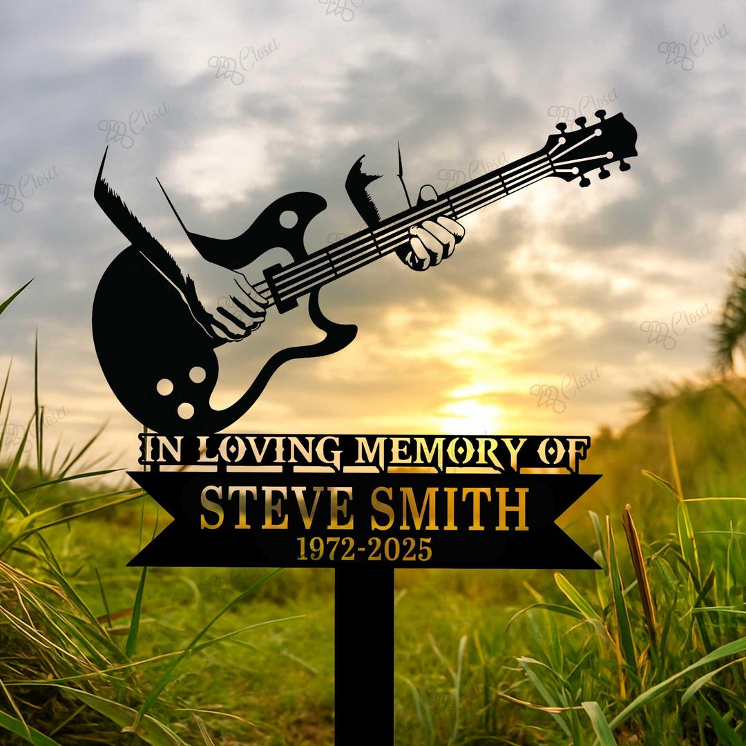 Custom Guitar Name Metal Sign, Guitarist Grave Marker, Loss of ...