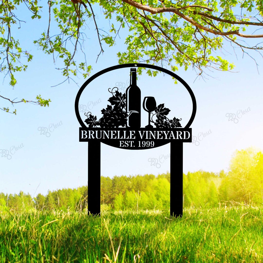 Personalized Metal Vineyard Stake,metal Vineyard Decor,metal Vineyard ...