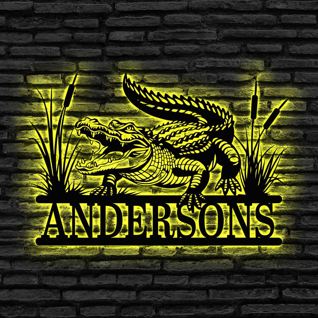Custom Gator Metal Sign, Alligator Name Plaque, Swamp Decor for Men ...