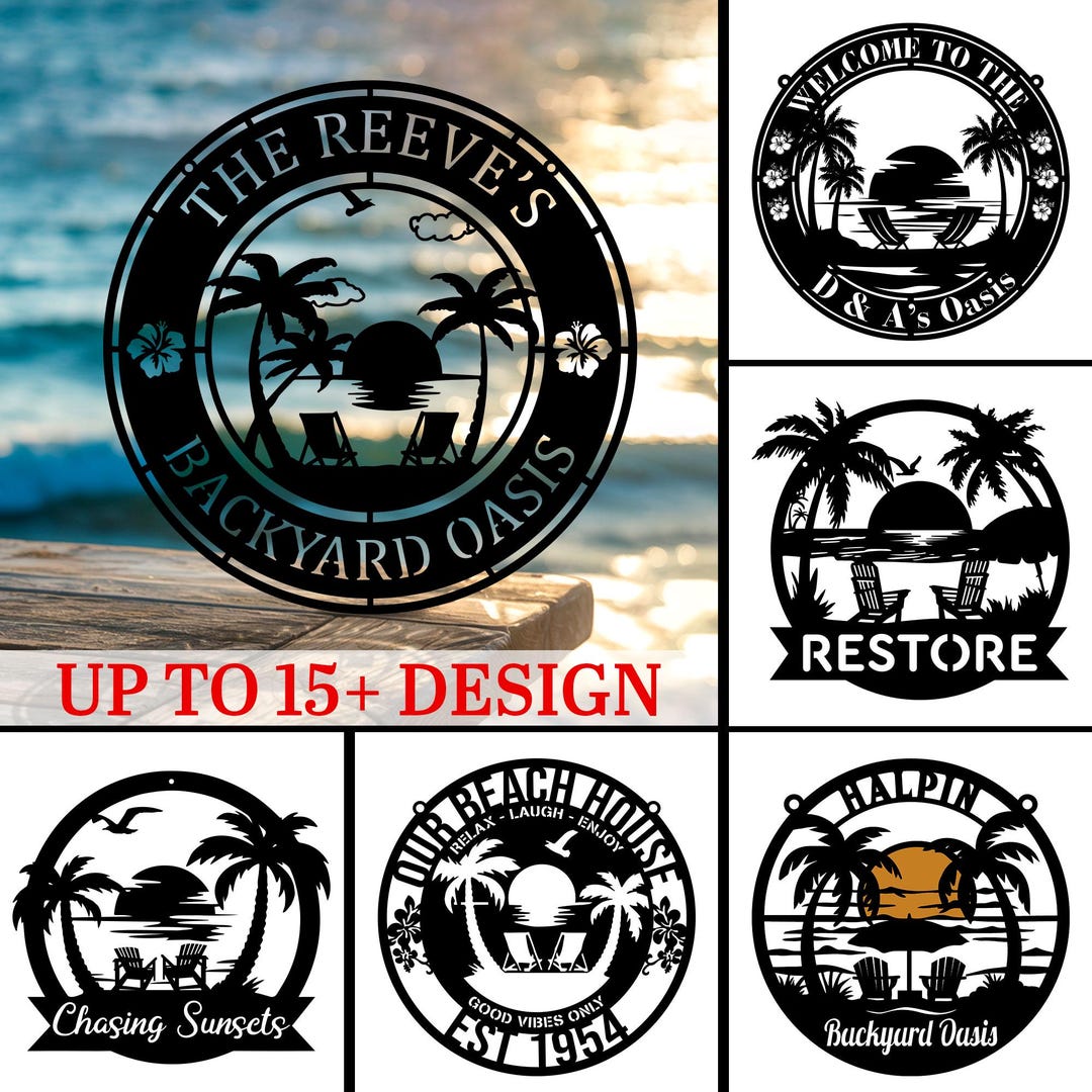 Custom Tropical Backyard Metal Sign, Pool Side Oasis Sign,backyard Pool ...