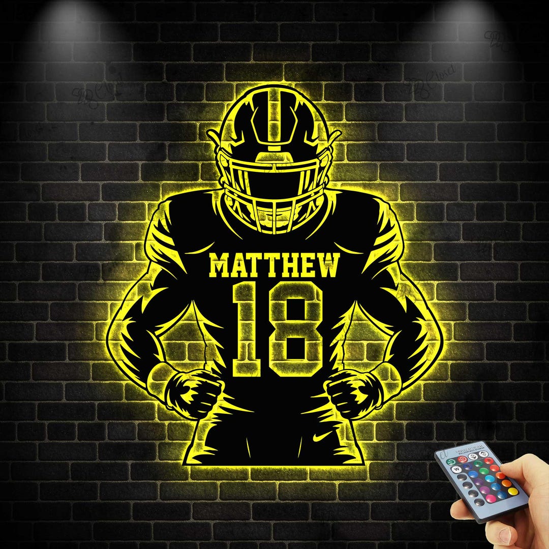 Custom Football Name Sign With Led Light,football Player Gift,football ...