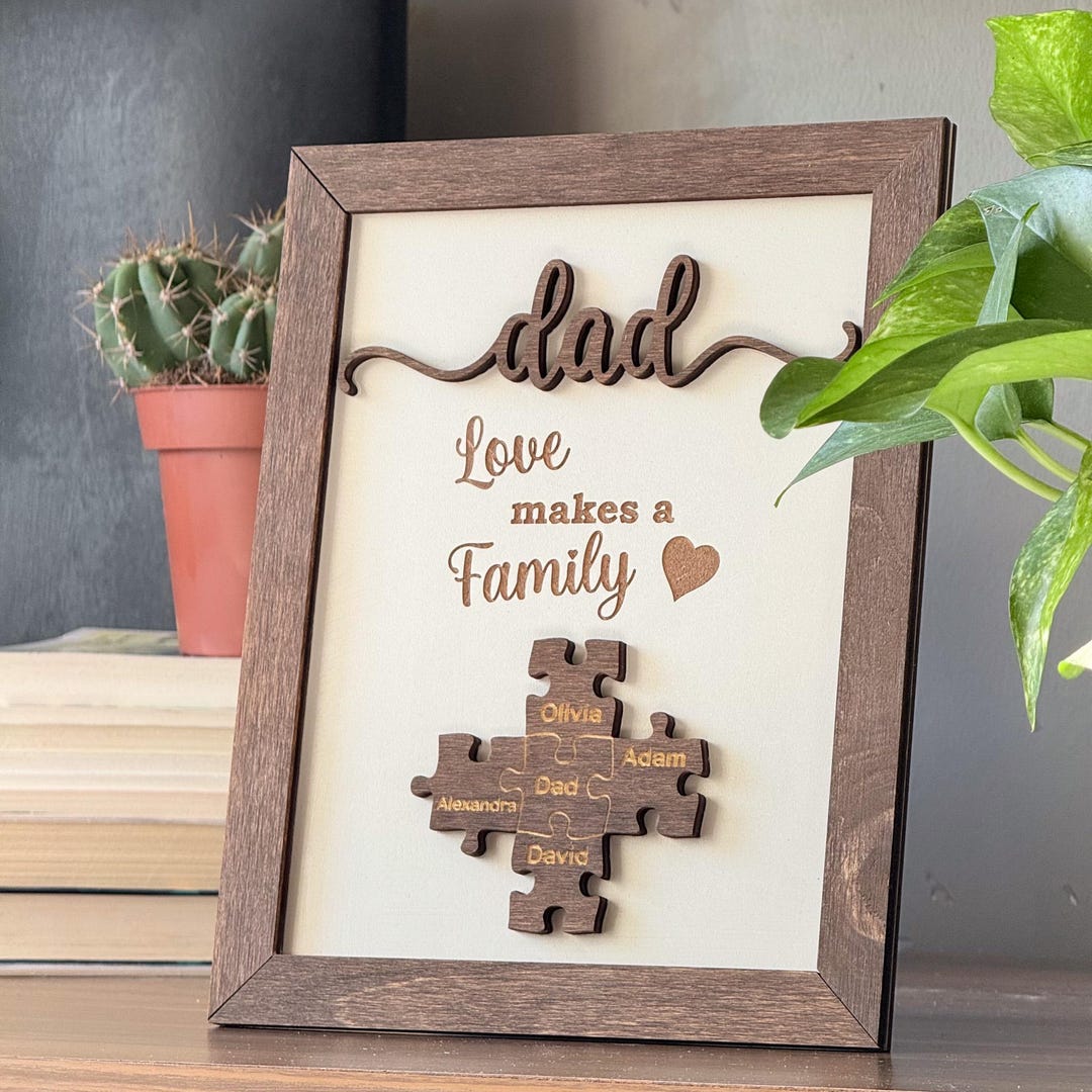 Wooden Father's Day Gift,wooden Frame,personalized,dad and Kids Hand ...