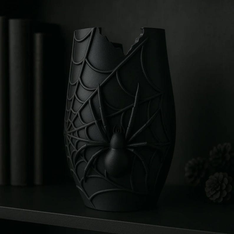 Spider Web Vase - Matte Black - Etsy