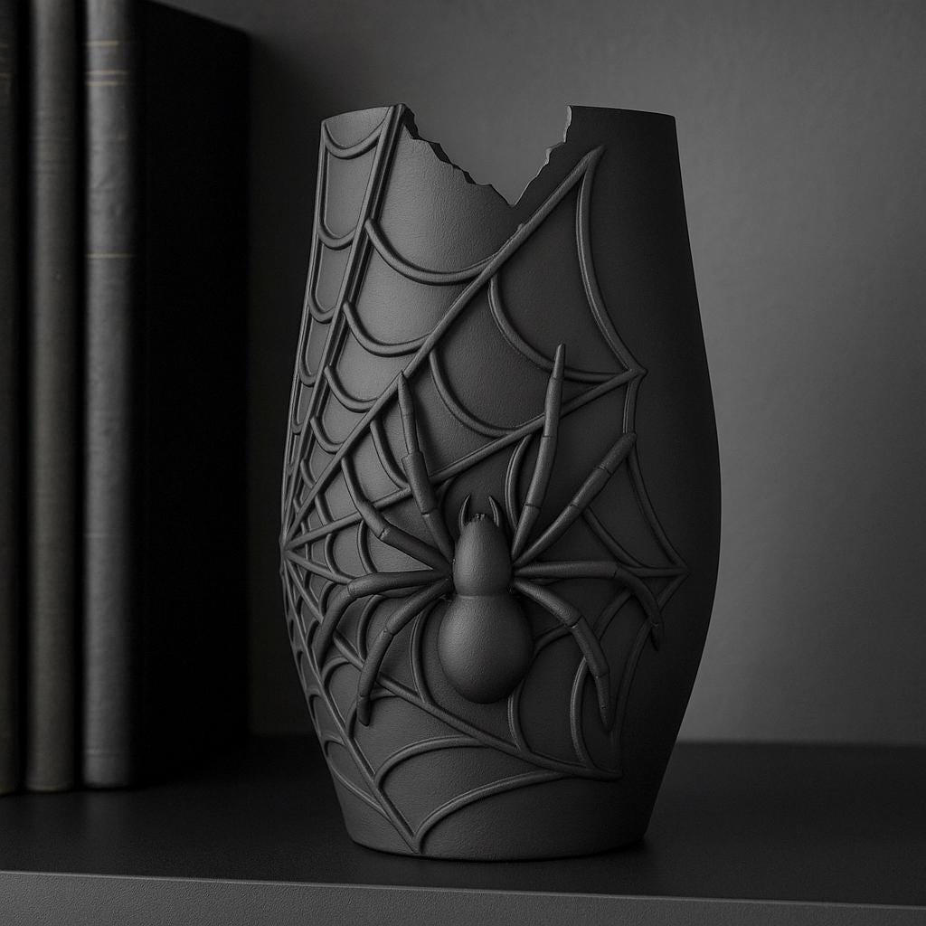 Spider Web Vase - Matte Black - Etsy