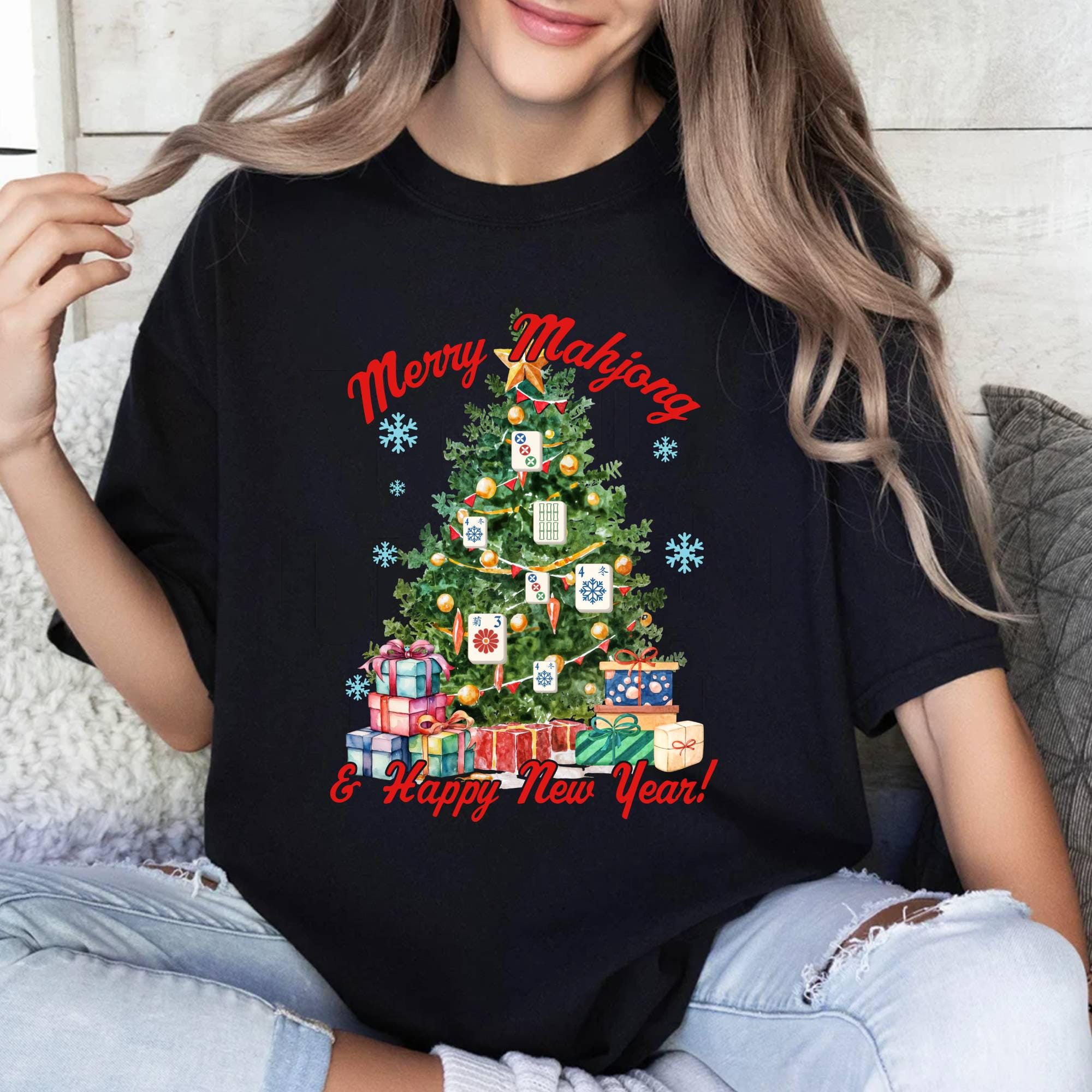 Merry Mahjong Chinoiserie Christmas Tree PNG, Funny Mahjong Christmas ...
