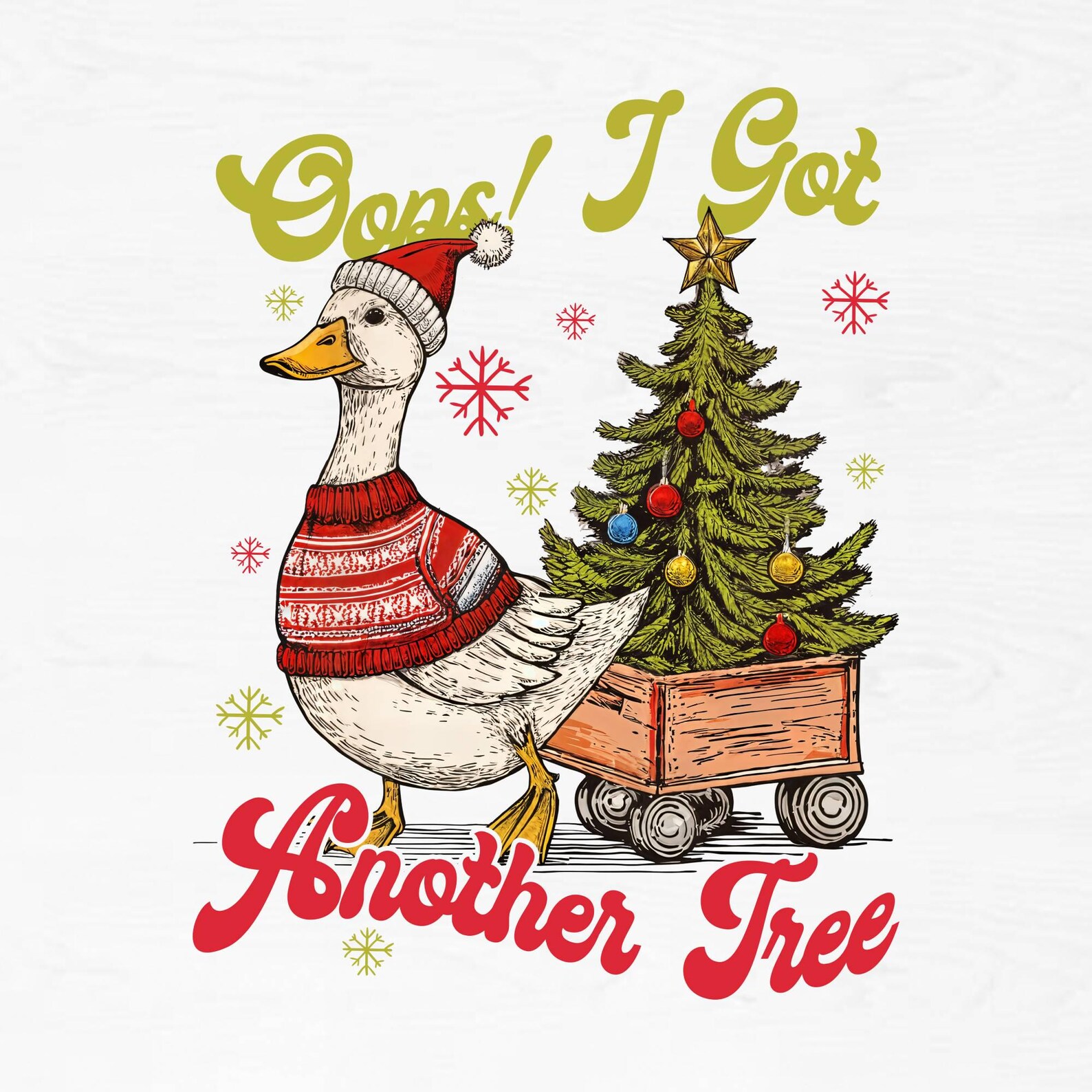 Oops I Got Another Tree PNG, Funny Christmas Goose PNG, Retro Holiday ...