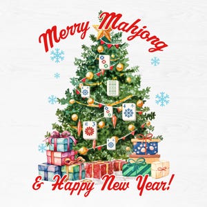 Merry Mahjong Chinoiserie Christmas Tree PNG, Funny Mahjong Christmas ...