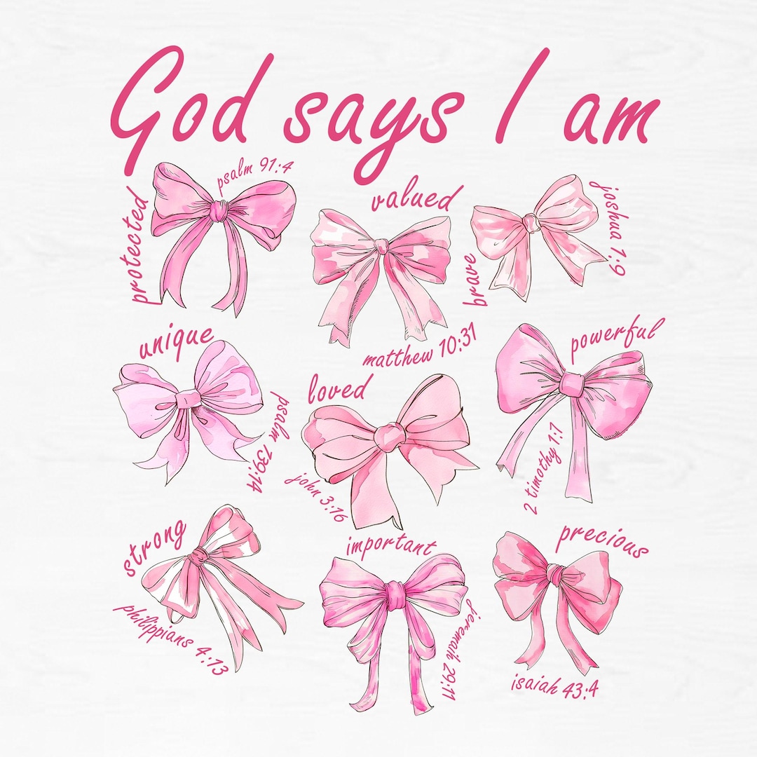 God Say I Am Pink Bow Png, God Says I Am Png, Pink Coquette Bow Png ...