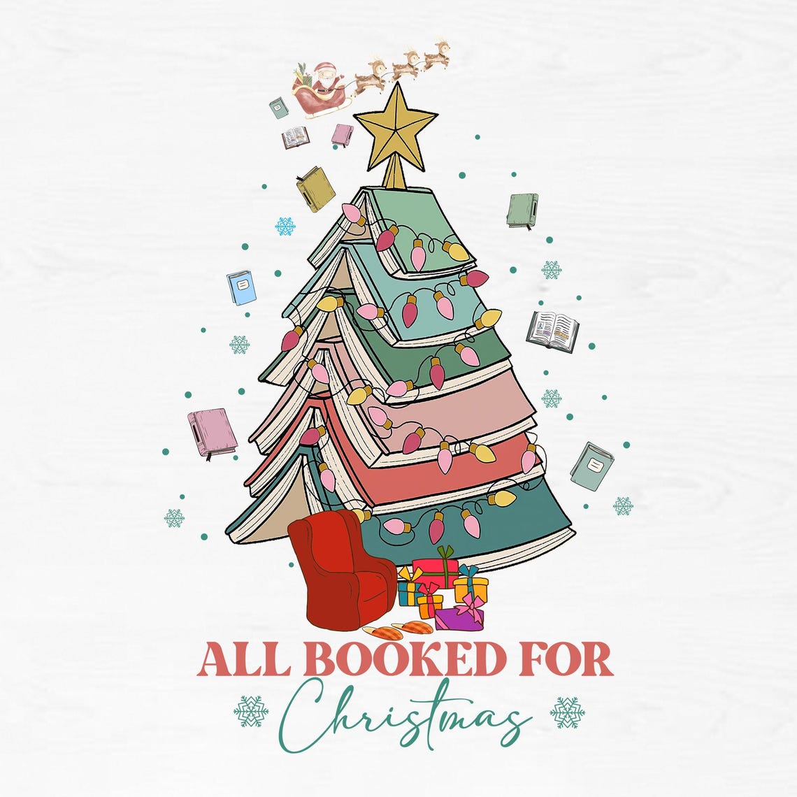 All Booked for Christmas Png, Christmas Books Png, Book Lovers Png ...