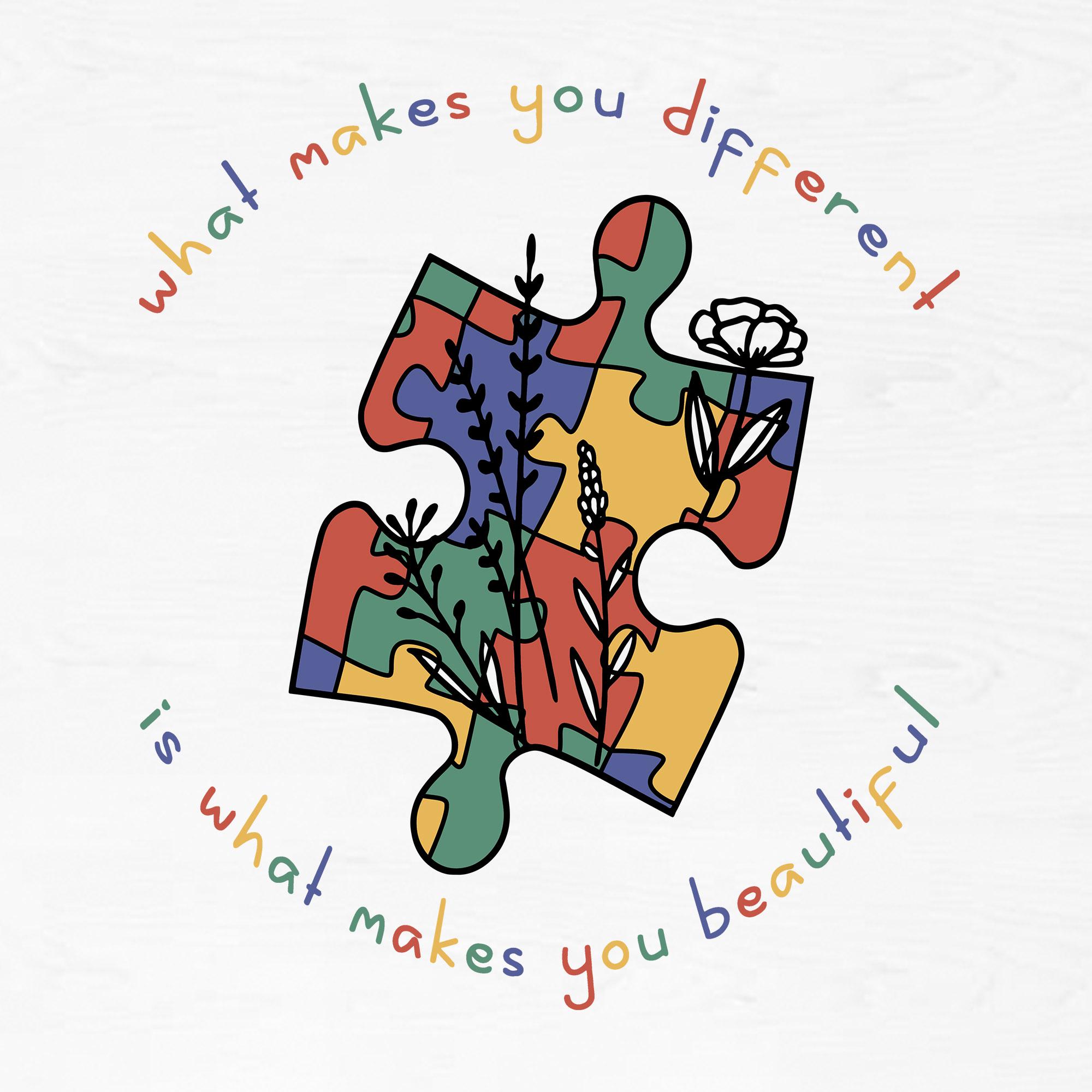 Retro Wildflower Autism, What Make You Different Make You Beautiful Png ...