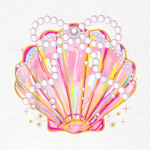 Summer Clam Coquette Png, Coquette Clam Pearl Bow Png, Preppy Summer ...