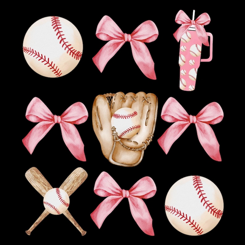 Baseball Coquette Bow Png, Soft Girl Era Png, Pink Bow Baseball Png ...