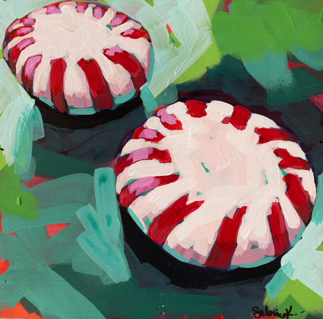 Whimsy Peppermint Painting - Etsy