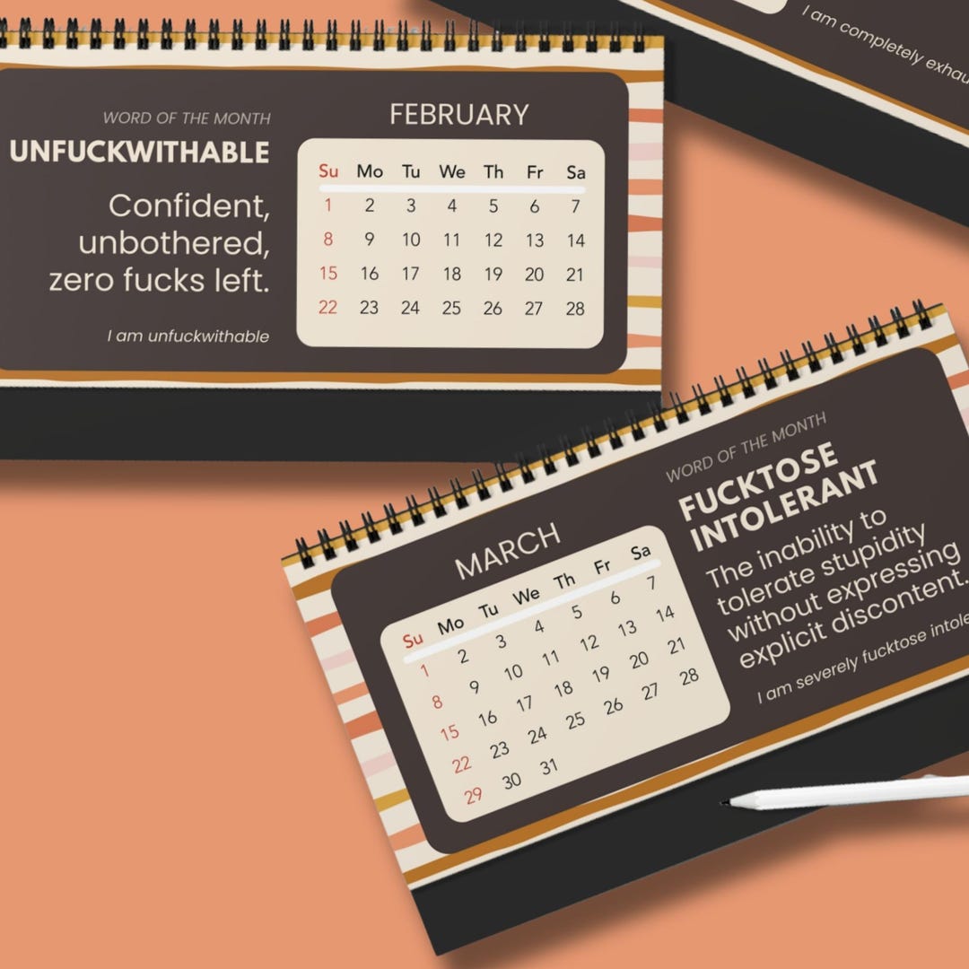 Funny Monthly Planner 2026 Calendar Desktop Calendar Inappropriate Word ...