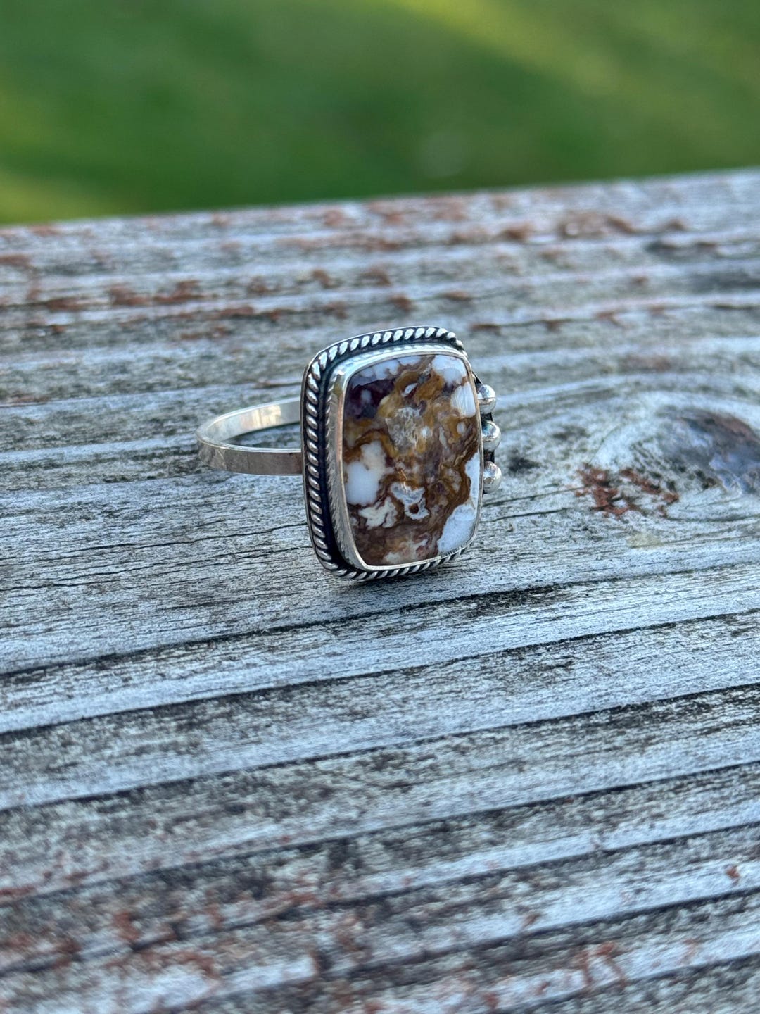 Square Shaped Wild Horse Stone Ring - Etsy