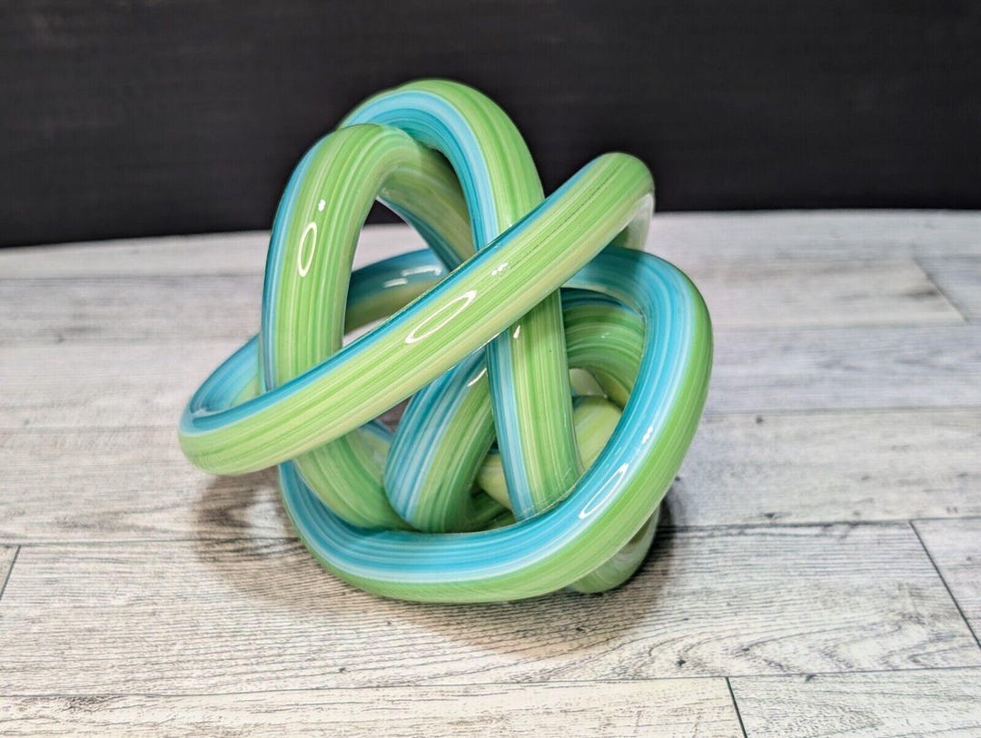 Art Glass Twisted Rope Knot Orb Turquoise Blue Green Paper Weight - Etsy