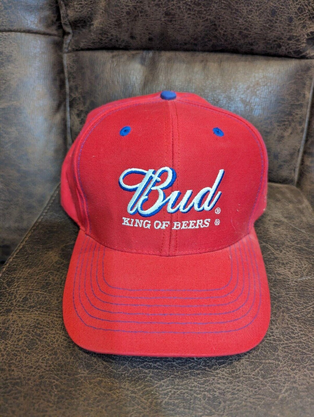 Bud Snapback Trucker Hat King of Beers Cap Red Budweiser Vintage ...