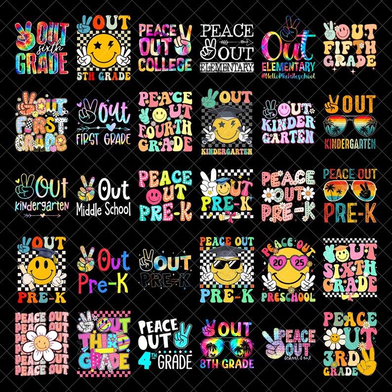 Peace Out School Png Bundle, Last Day of School Png, End of School Png ...